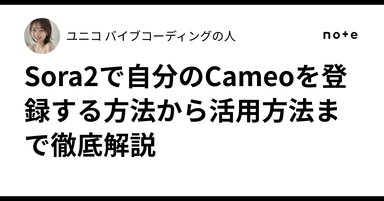 Sora2で自分のCameoを登録する方法から活用方法まで徹底解説｜ユニコ🦄 AIエージェント開発の人