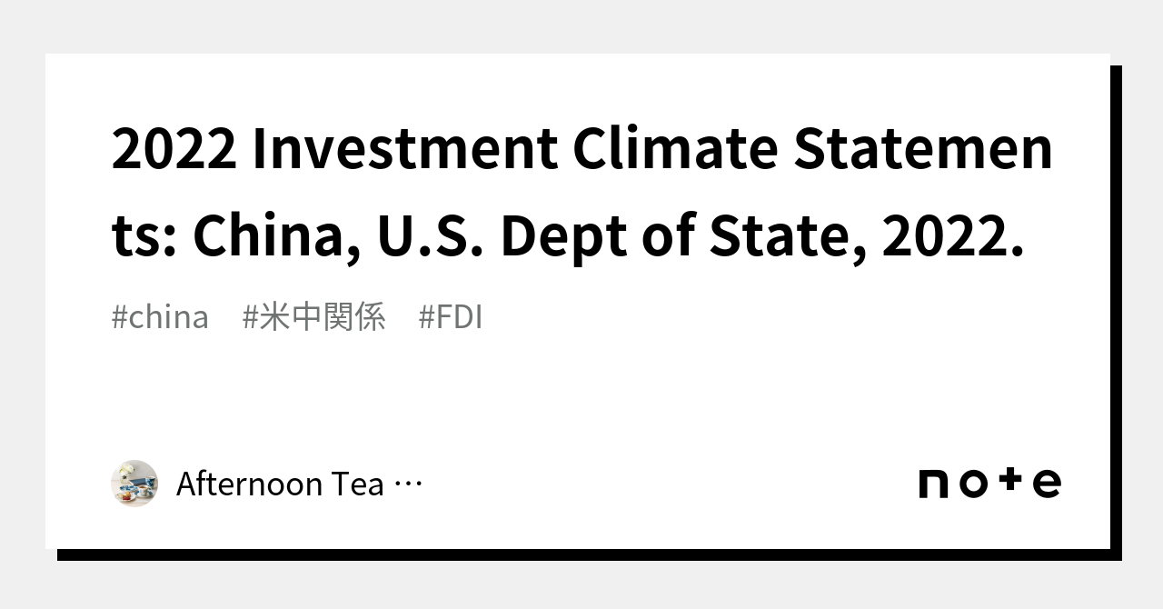 2022 Investment Climate Statements: China, U.S. Dept of State, 2022 ...