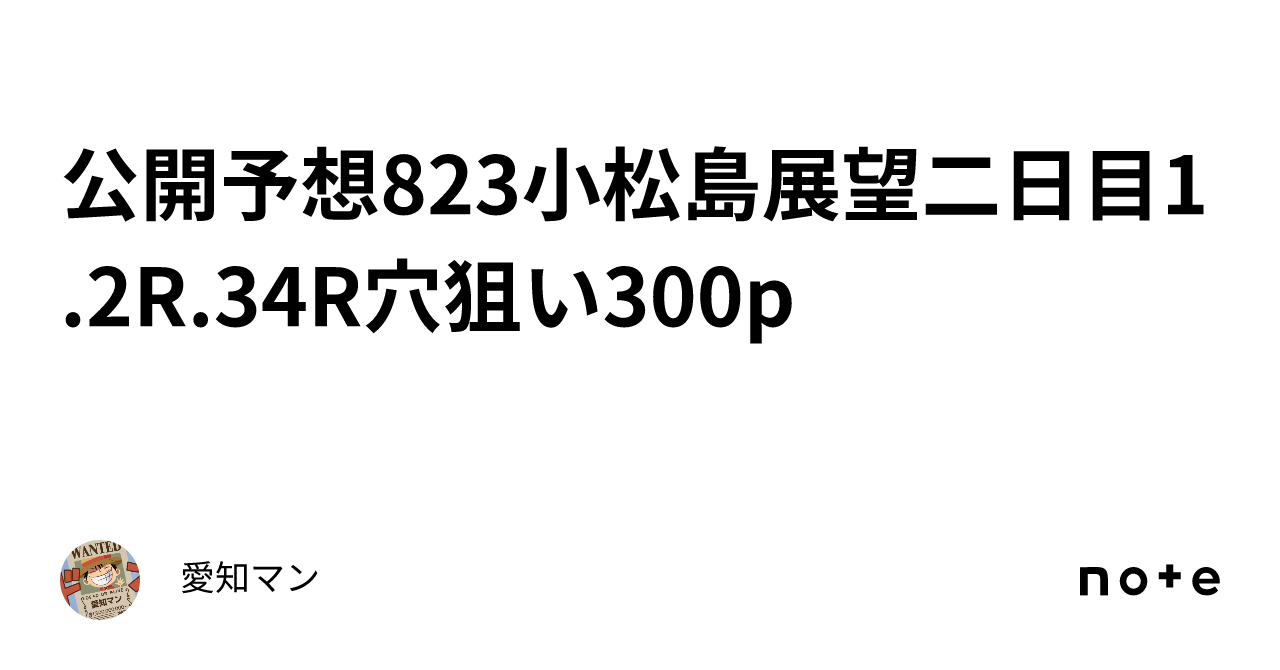 公開予想823小松島展望二日目1.2R.34R穴狙い🔥300p｜愛知マン