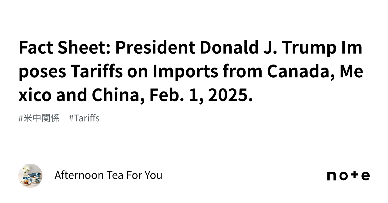 Fact Sheet: President Donald J. Trump Imposes Tariffs on Imports from ...