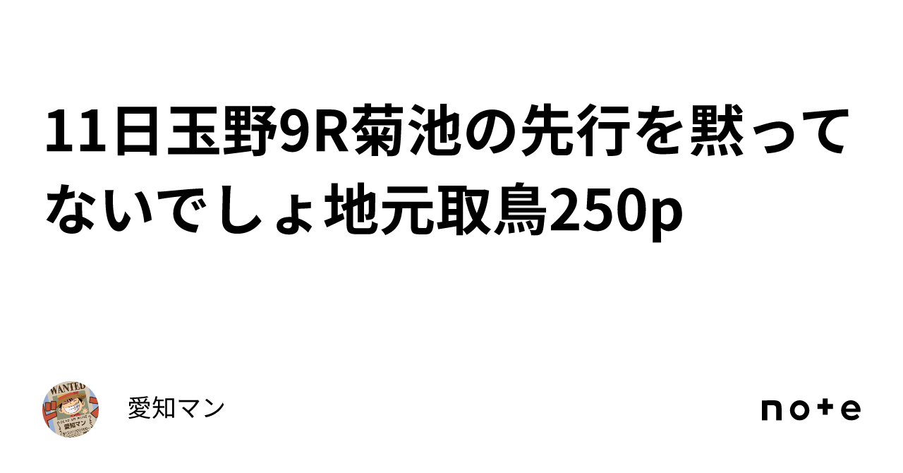 11日玉野9R菊池の先行を黙ってないでしょ地元取鳥250p｜愛知マン