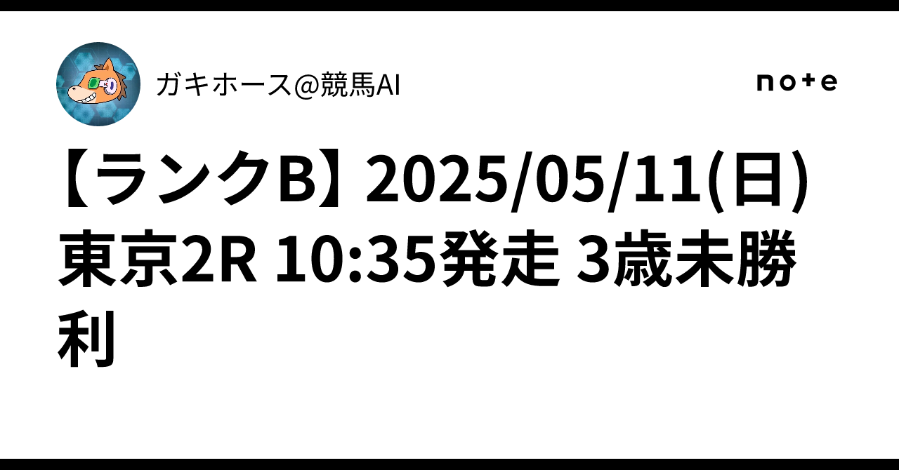 【ランクB】 2025/05/11(日) 東京2R 10:35発走 3歳未勝利 ｜ガキホース@競馬AI