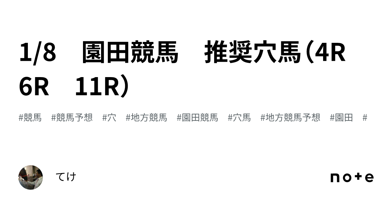 1/8 園田競馬 推奨穴馬（4R 6R 11R）｜てけ