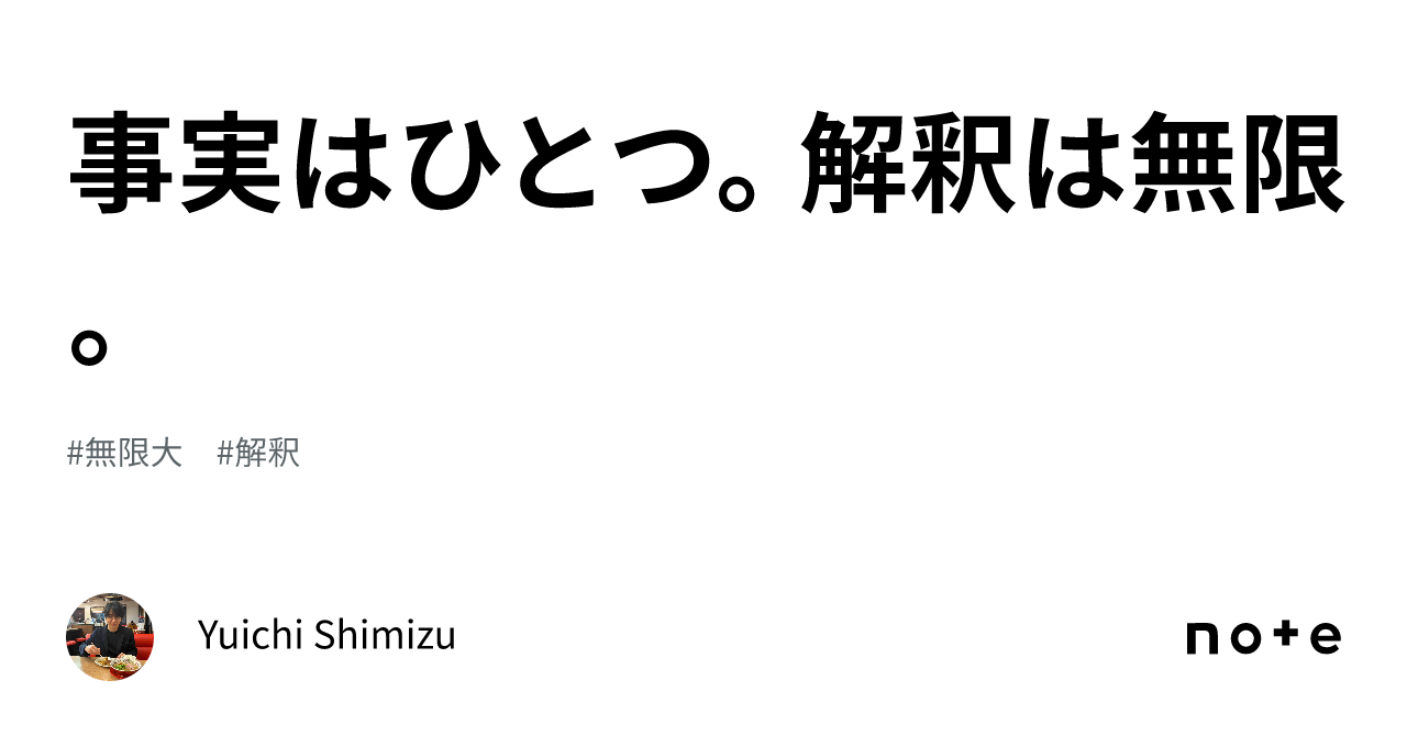 事実はひとつ。解釈は無限。｜Yuichi Shimizu