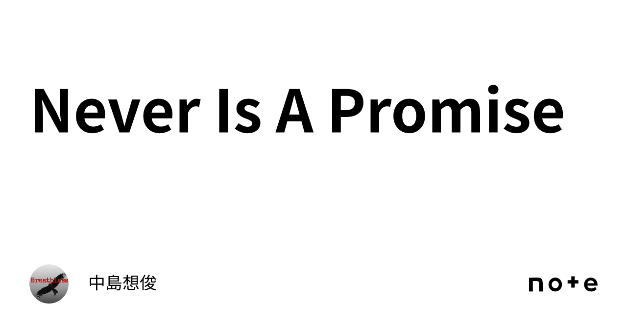 Never Is A Promise｜中島想俊