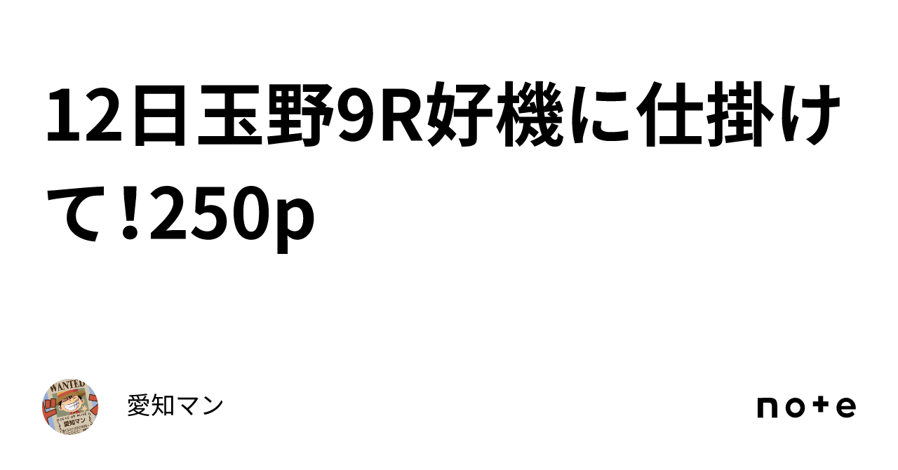 12日玉野9R好機に仕掛けて！250p｜愛知マン