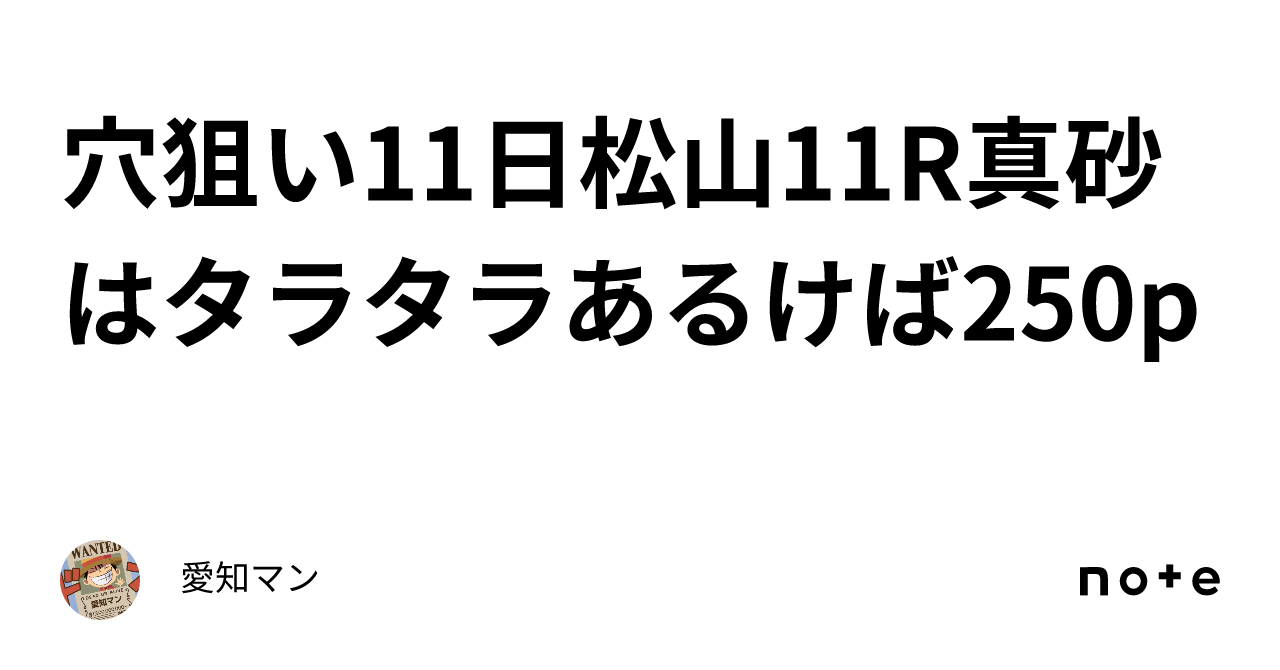 穴狙い🔥11日松山11R真砂はタラタラあるけば250p｜愛知マン