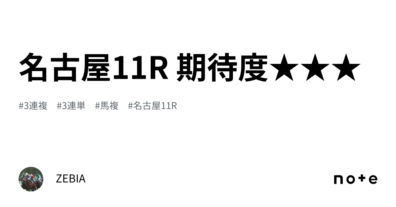 名古屋11R 期待度★★★｜ZEBIA