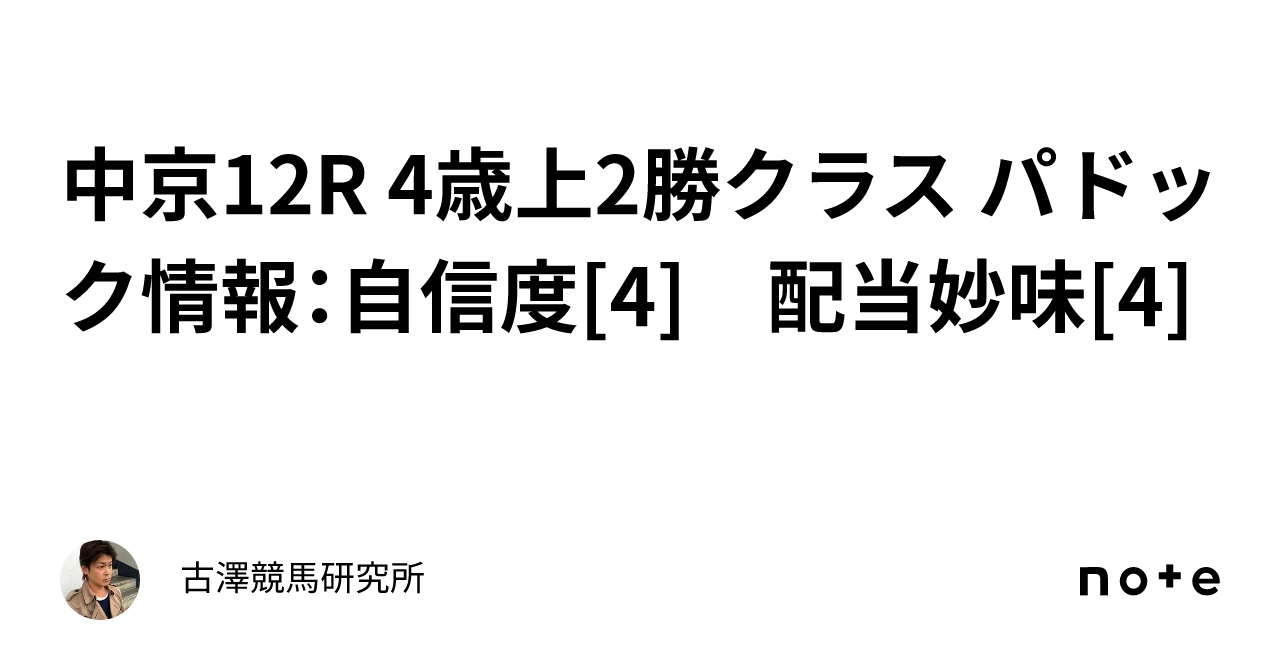 中京12R 4歳上2勝クラス パドック情報：自信度[4] 配当妙味[4]｜古澤競馬研究所