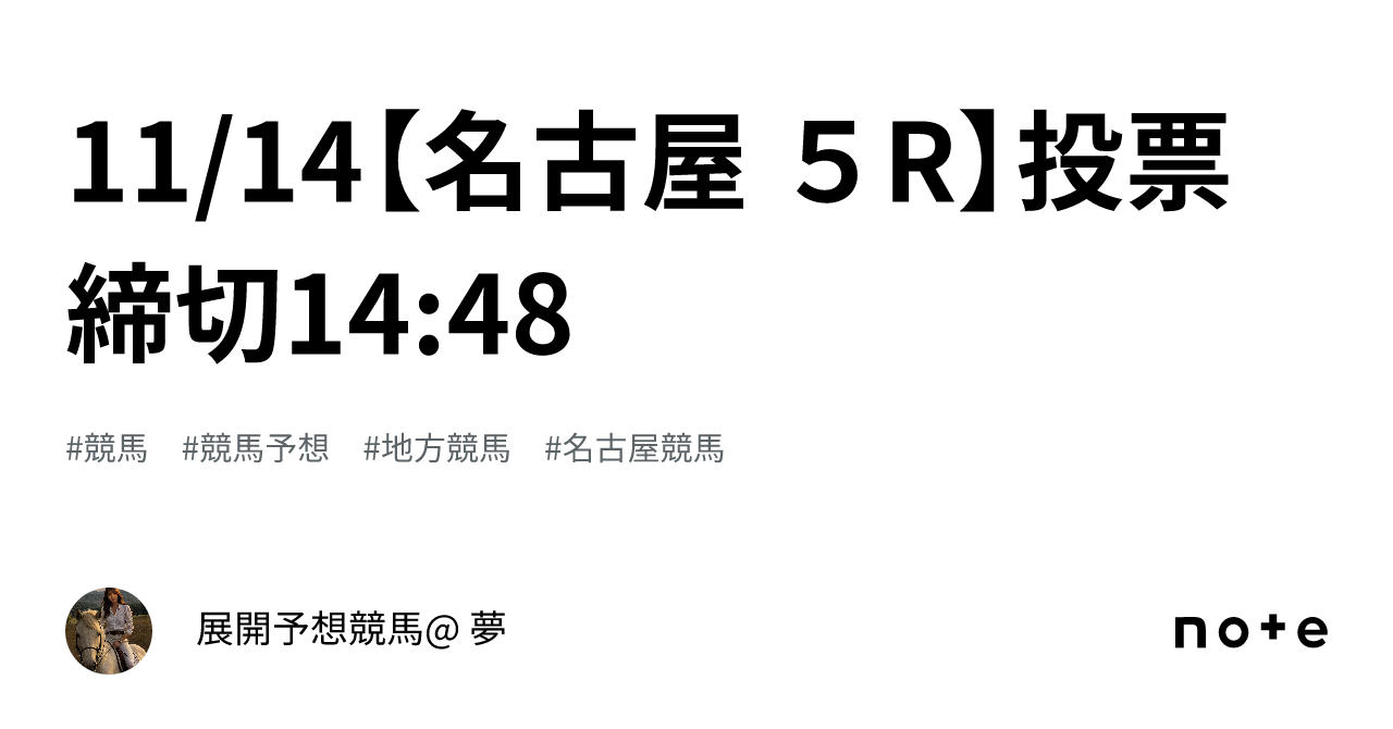 11/14【名古屋 5R】投票締切14:48🏇｜🏇💐展開予想競馬@ 夢