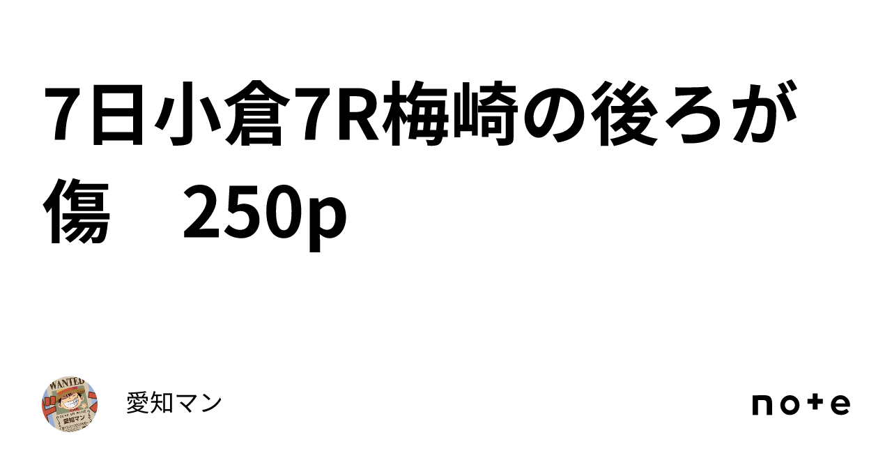 7日小倉7R梅崎の後ろが傷 250p｜愛知マン