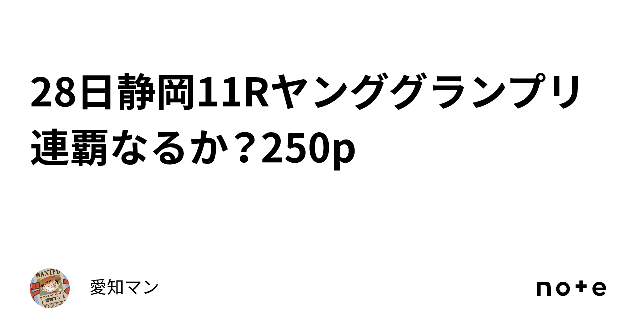 28日静岡11Rヤンググランプリ連覇なるか？250p｜愛知マン