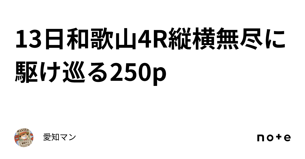 13日和歌山4R縦横無尽に駆け巡る250p｜愛知マン