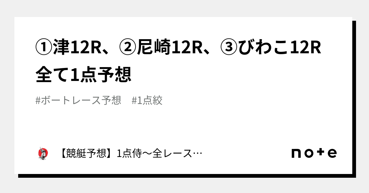 ⚔️①津12R、②尼崎12R、③びわこ12R⚔️全て1点予想⚔️｜【競艇予想】1点侍～全レース1点絞りの予想屋