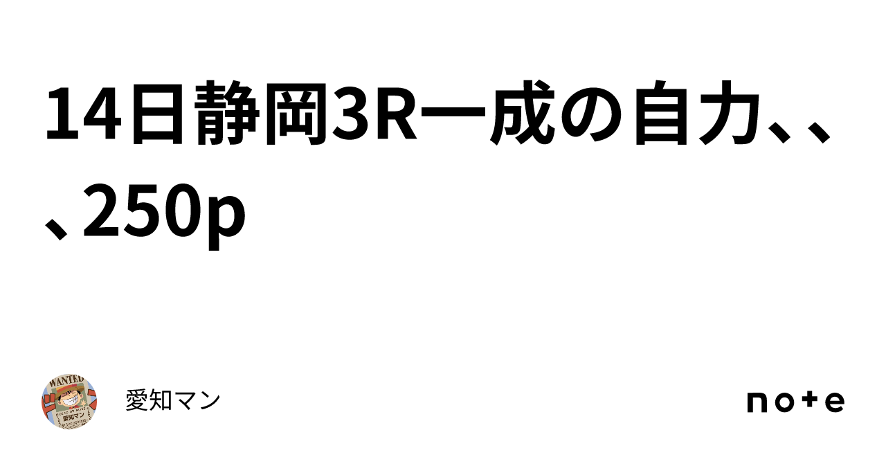 14日静岡3R一成の自力、、、250p｜愛知マン