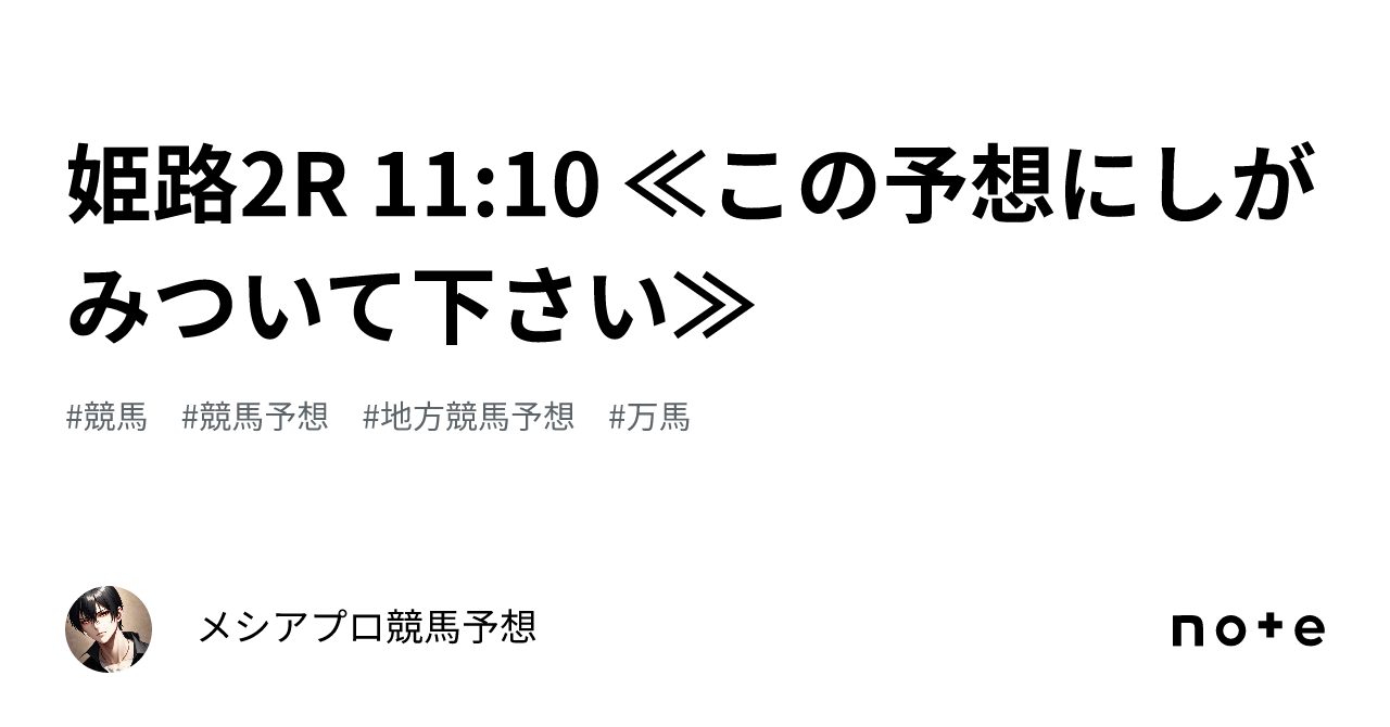 姫路2R 11:10 ≪この予想にしがみついて下さい≫｜🔥メシア👑プロ競馬予想👑🔥