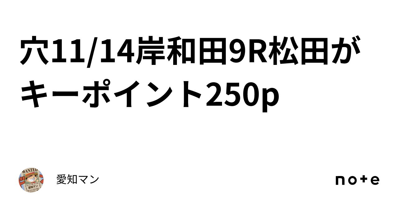 穴🔥11/14岸和田9R松田がキーポイント250p｜愛知マン