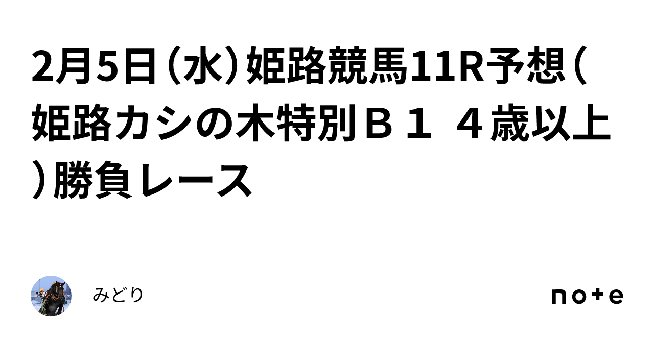 2月5日（水）姫路競馬11R予想㊙️（姫路カシの木特別B1 4歳以上）勝負レース🔥🔥🔥｜みどり