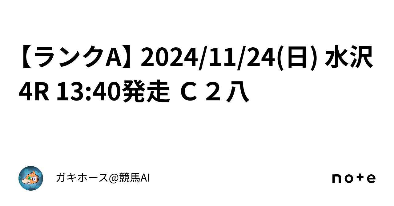 【ランクA】 2024/11/24(日) 水沢4R 13:40発走 C2八｜ガキホース@競馬AI
