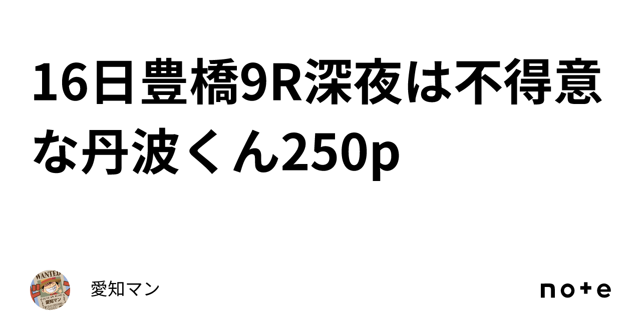 16日豊橋9R深夜は不得意な丹波くん250p｜愛知マン