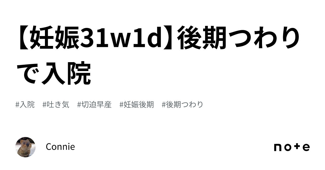 【妊娠31w1d】後期つわりで入院｜Connie