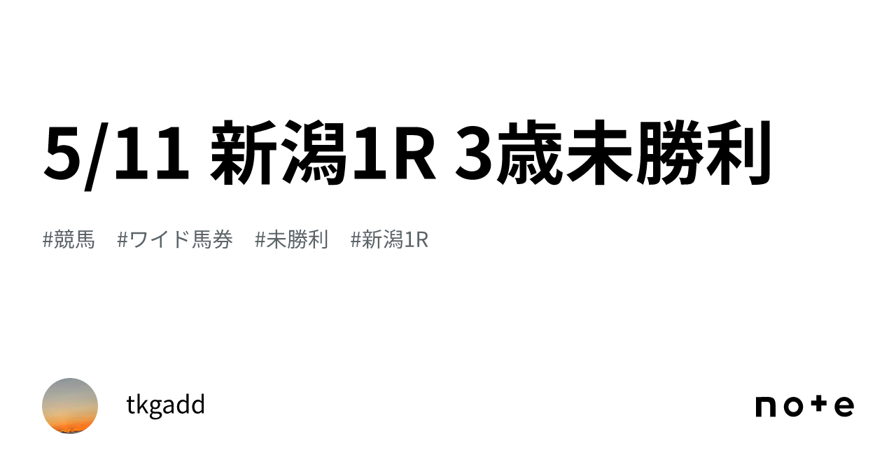 5/11 新潟1R 3歳未勝利｜tkgadd