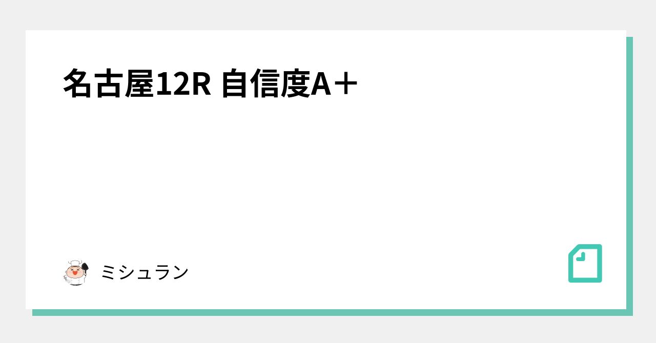 名古屋12R 自信度A＋｜ミシュランさん