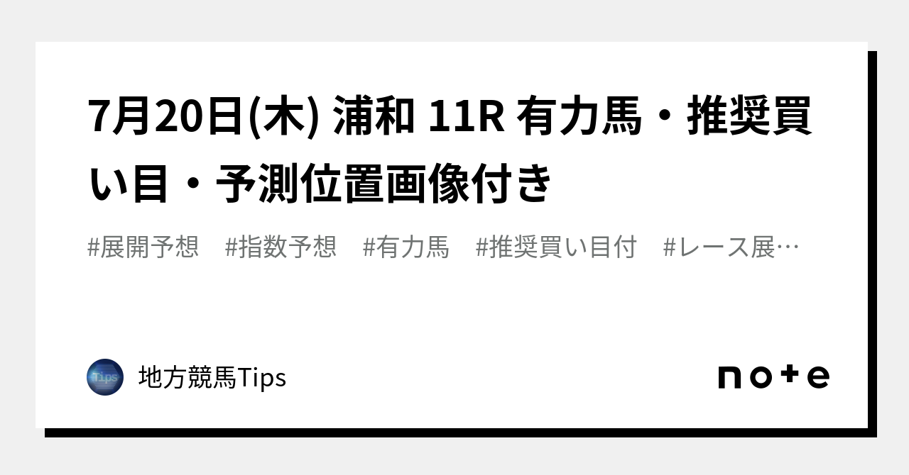 7月20日(木) 浦和 11R 有力馬・推奨買い目・予測位置画像付き｜地方競馬Tips