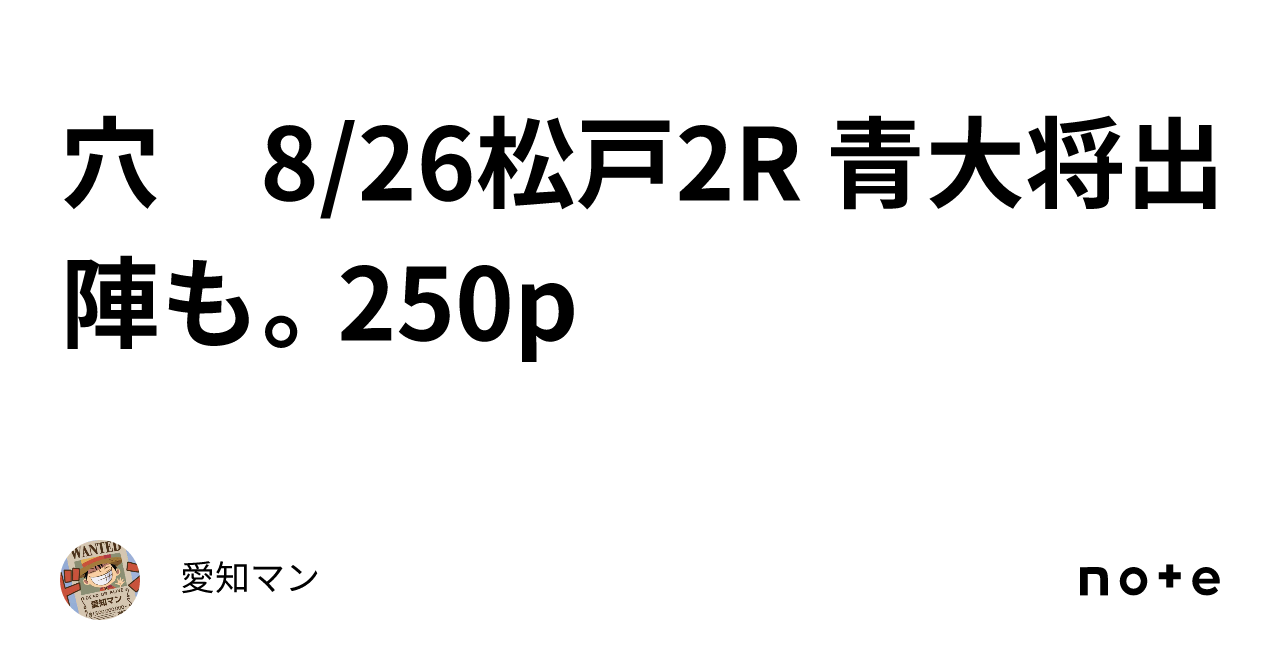 穴 8/26松戸2R 青大将出陣も。250p｜愛知マン