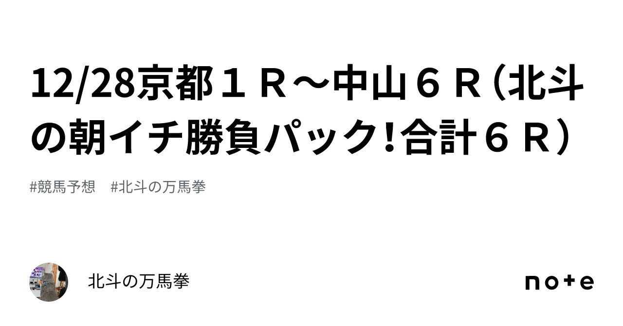 12/28京都1R～中山6R（北斗の朝イチ勝負パック！合計6R）｜北斗の万馬拳