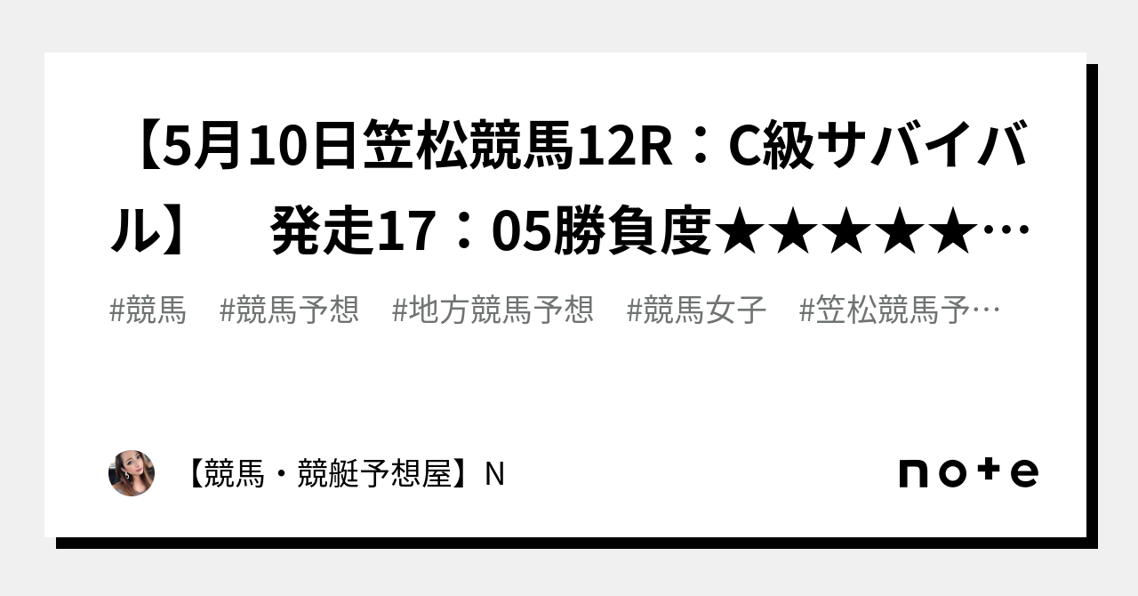 🔥🔥【5月10日笠松競馬12R：C級サバイバル】 発走17：05勝負度★★★★★【MAX★：5】🔥🔥特撰高配当狙いレース｜【競馬・競艇予想屋】N