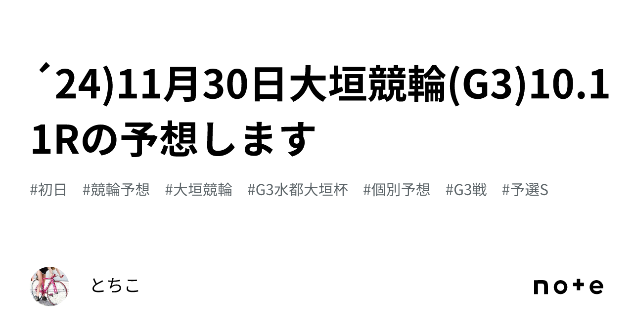 ´24)11月30日大垣競輪(G3)10.11Rの予想します｜とちこ