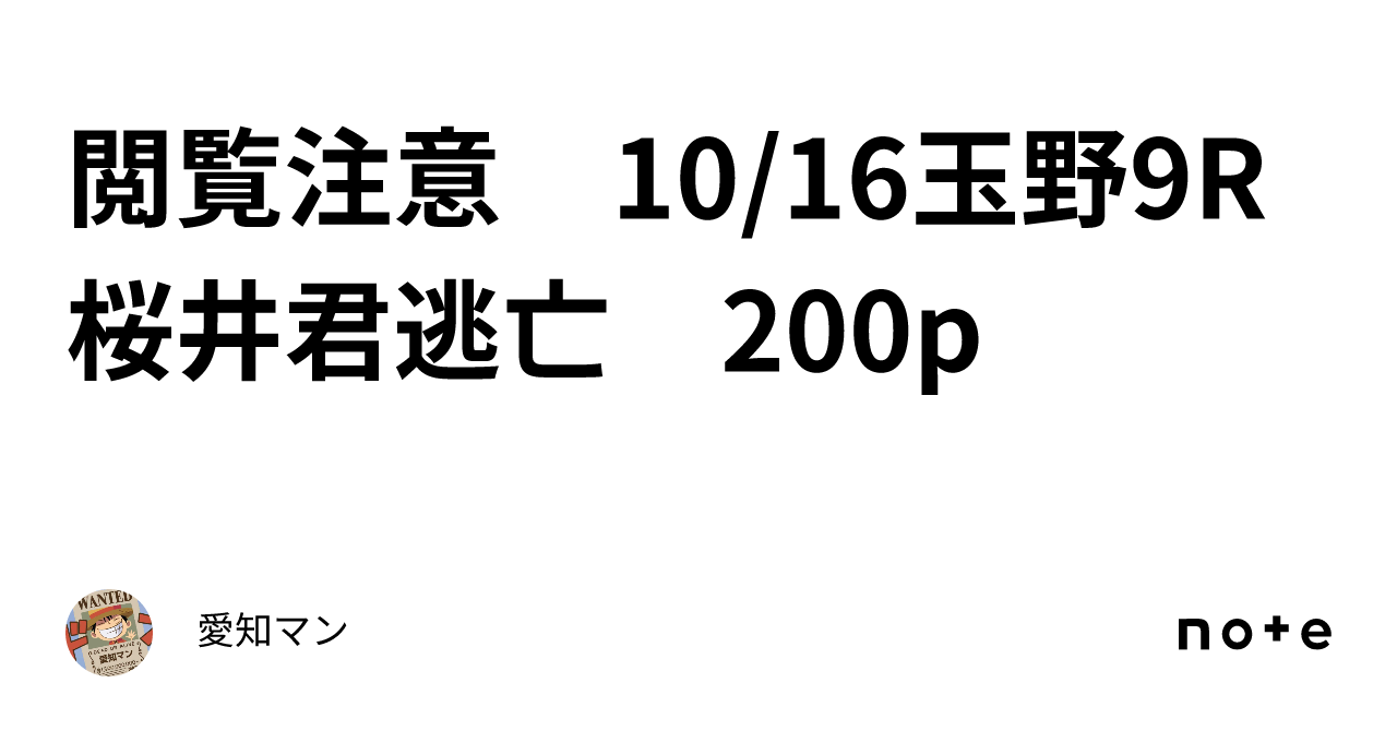 閲覧注意 10/16玉野9R桜井君逃亡 200p｜愛知マン