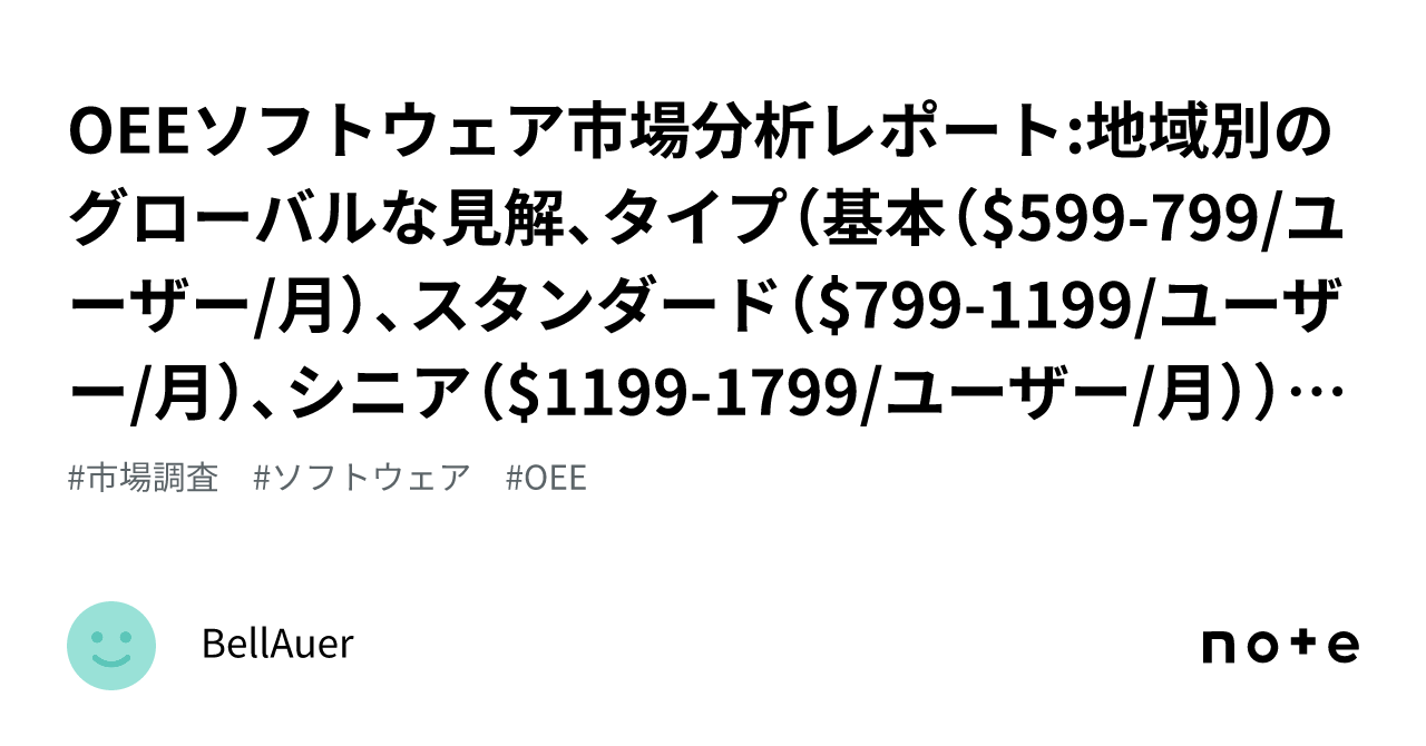 OEEソフトウェア市場分析レポート:地域別のグローバルな見解、タイプ（基本（$599-799/ユーザー/月）、スタンダード（$799-1199/ユーザー/月）、シニア（$1199-1799 ...