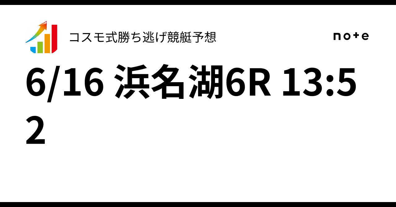 6/16 浜名湖6R 13:52｜コスモ式📈勝ち逃げ競艇予想🚤