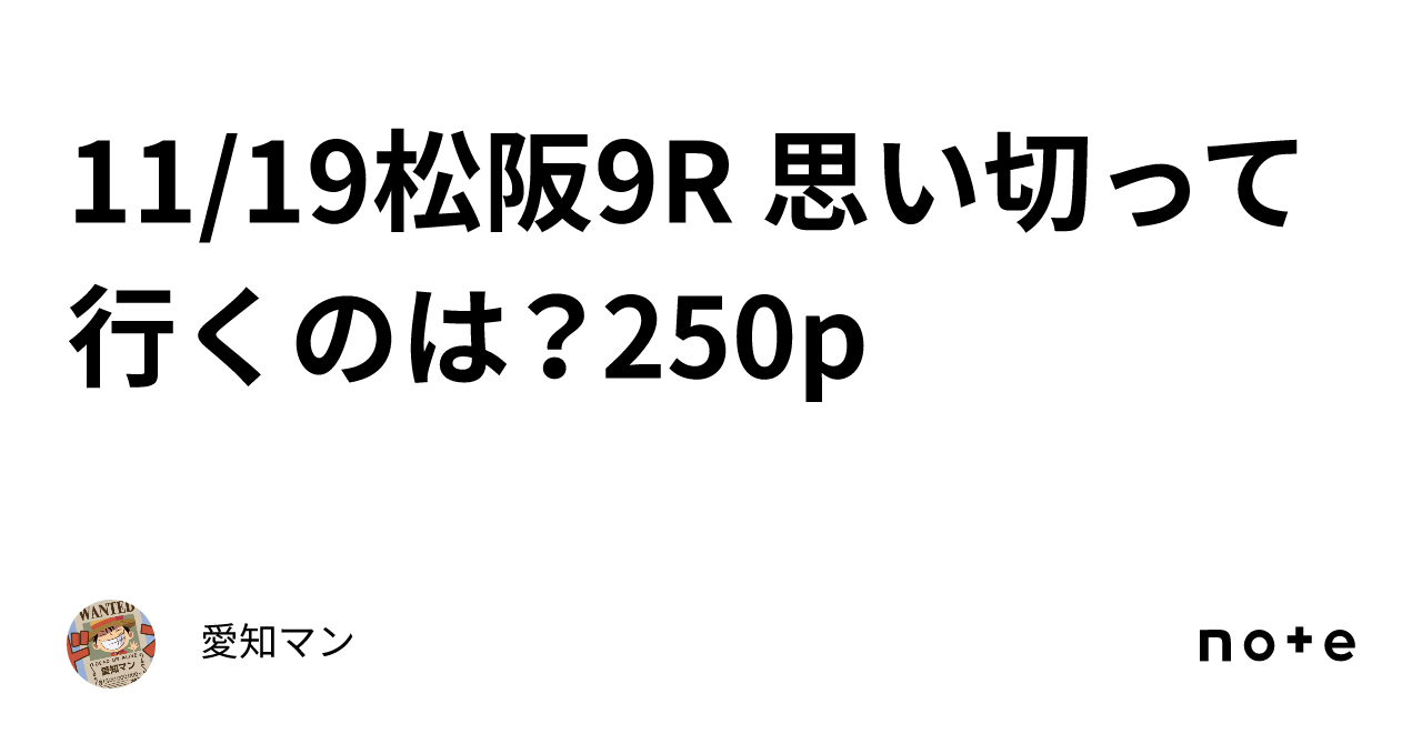 11/19松阪9R 思い切って行くのは？250p｜愛知マン