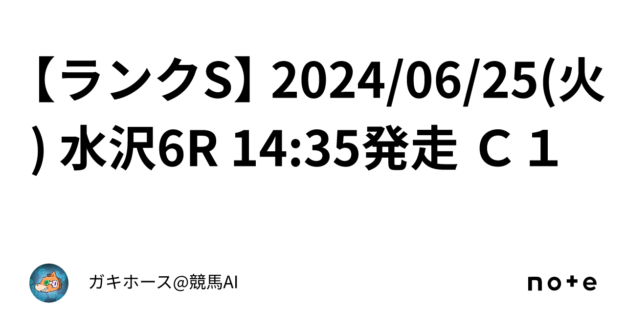 【ランクS】 2024/06/25(火) 水沢6R 14:35発走 C1｜ガキホース@競馬AI
