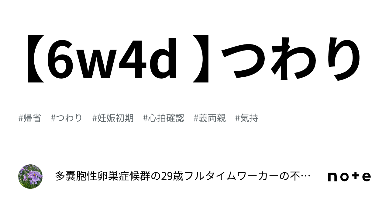 【6w4d 】つわり｜多嚢胞性卵巣症候群の29歳フルタイムワーカーの不妊治療日記