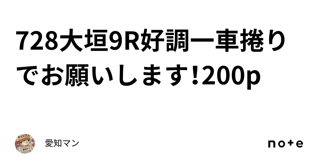 728大垣9R好調一車捲りでお願いします！200p｜愛知マン