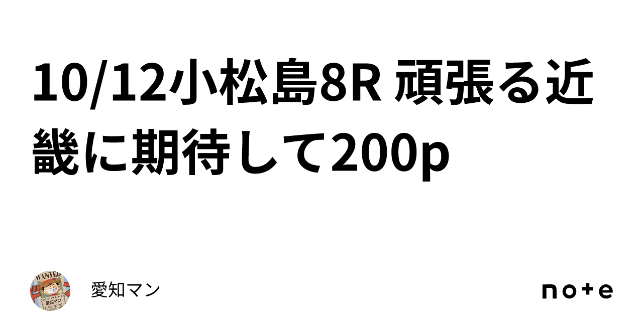 10/12小松島8R 頑張る近畿に期待して200p｜愛知マン