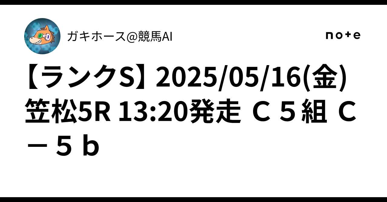 【ランクS】 2025/05/16(金) 笠松5R 13:20発走 C5組 C－5b｜ガキホース@競馬AI