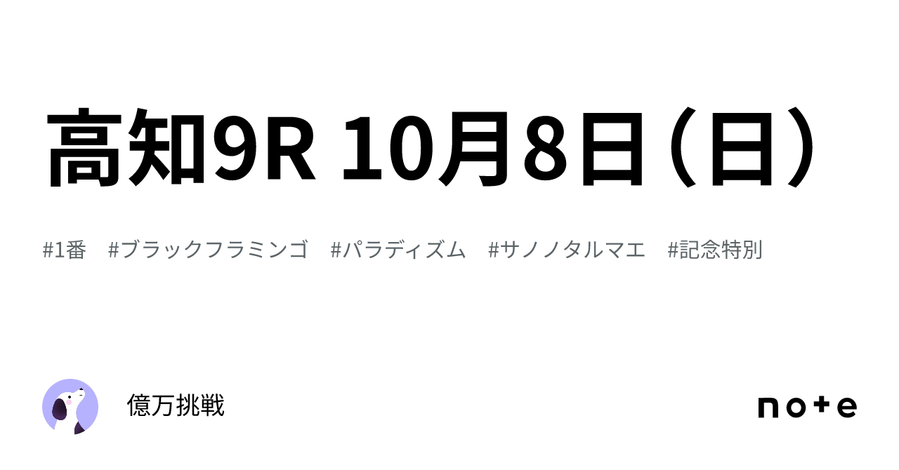 高知9R 10月8日（日）｜億万挑戦