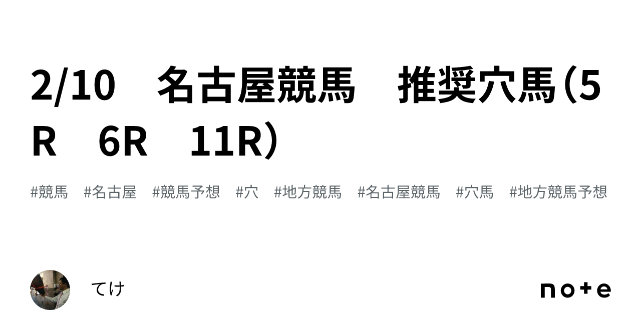 2/10 名古屋競馬 推奨穴馬（5R 6R 11R）｜てけ