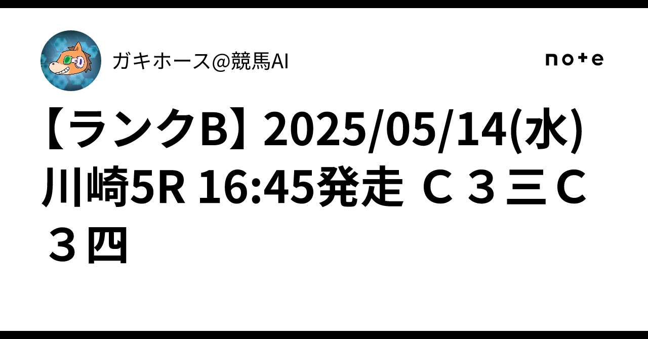 【ランクB】 2025/05/14(水) 川崎5R 16:45発走 C3三C3四｜ガキホース@競馬AI