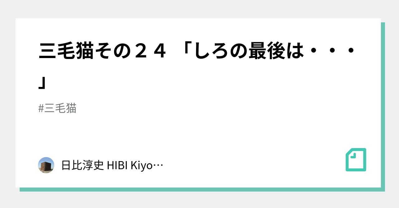 三毛猫その24 「しろの最後は・・・」｜日比淳史 HIBI Kiyosi｜note