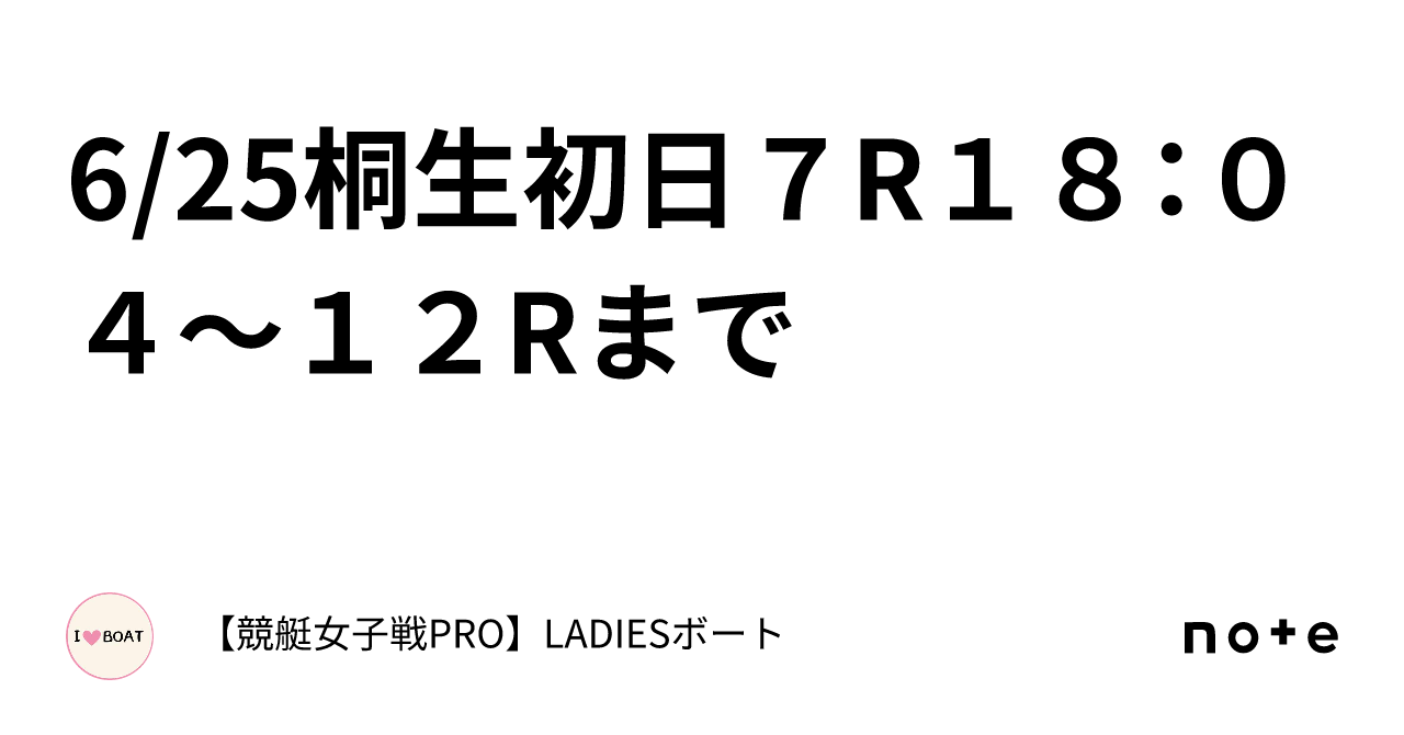 6/25桐生初日7R18：04〜12Rまで｜【競艇女子戦PRO】LADIESボート
