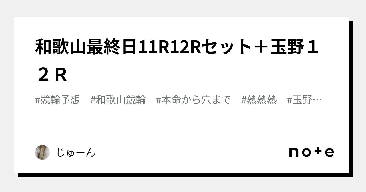 和歌山最終日11R12Rセット＋玉野12R｜じゅーん