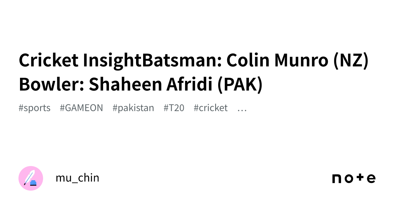 💬 Cricket InsightBatsman: Colin Munro (NZ)Bowler: Shaheen Afridi (PAK ...