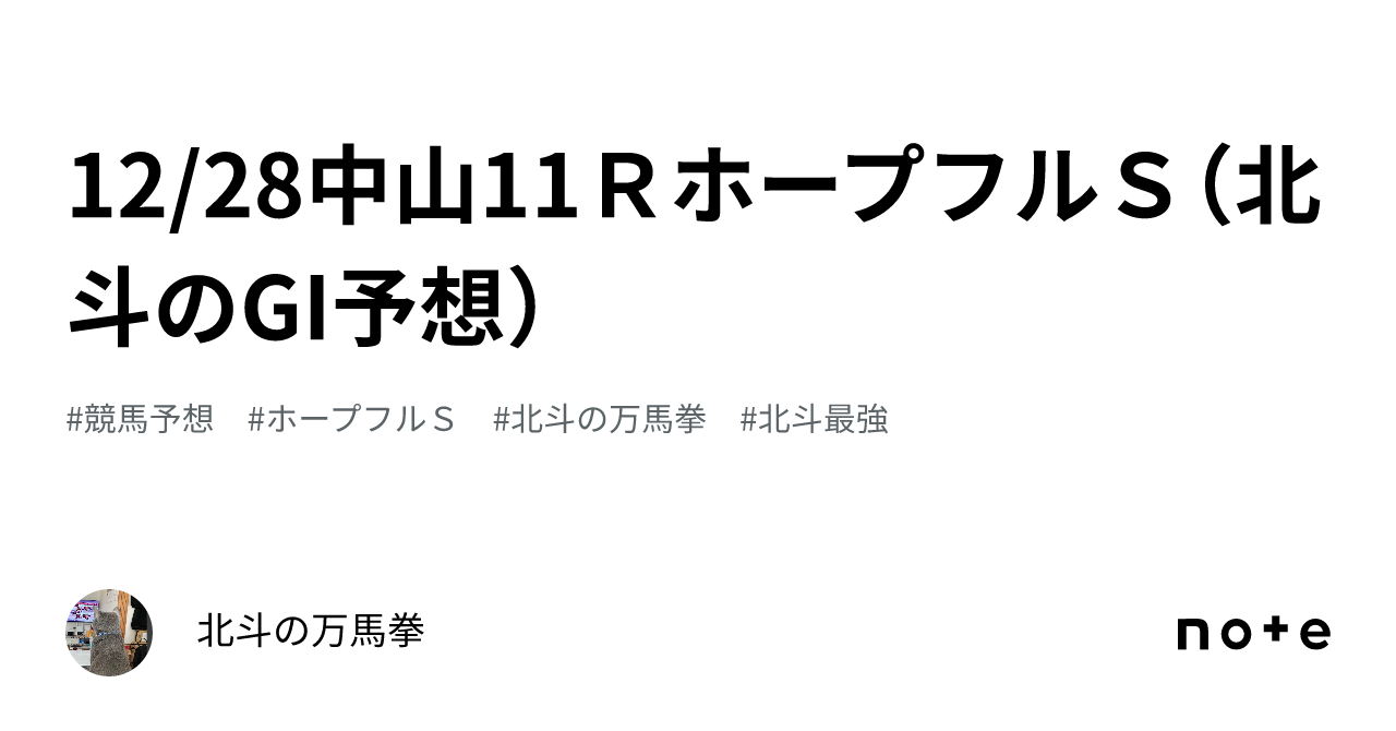 12/28中山11RホープフルS（北斗のGI予想）｜北斗の万馬拳