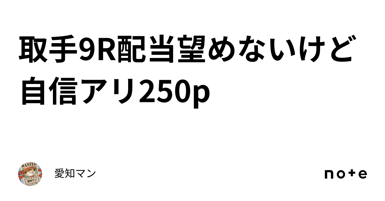 取手9R配当望めないけど自信アリ250p｜愛知マン